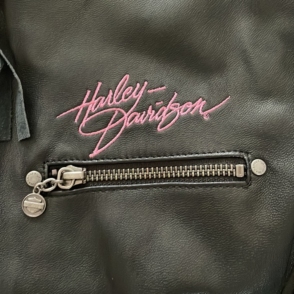 Harley-Davidson Women’s Pink Label Black Leather Jack… - Gem